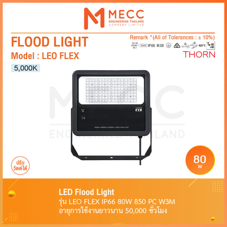 THORN LED Floodlight รุ่น LEO FLEX FP ขนาด 55W / 70W / 80W แสง 5000K ...