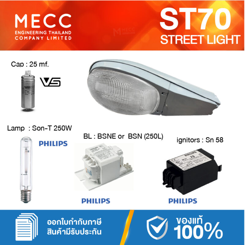 โคมถนนหลังเต่า HPS250W Semi Cut-Off 2026 - MECC LIGHTING